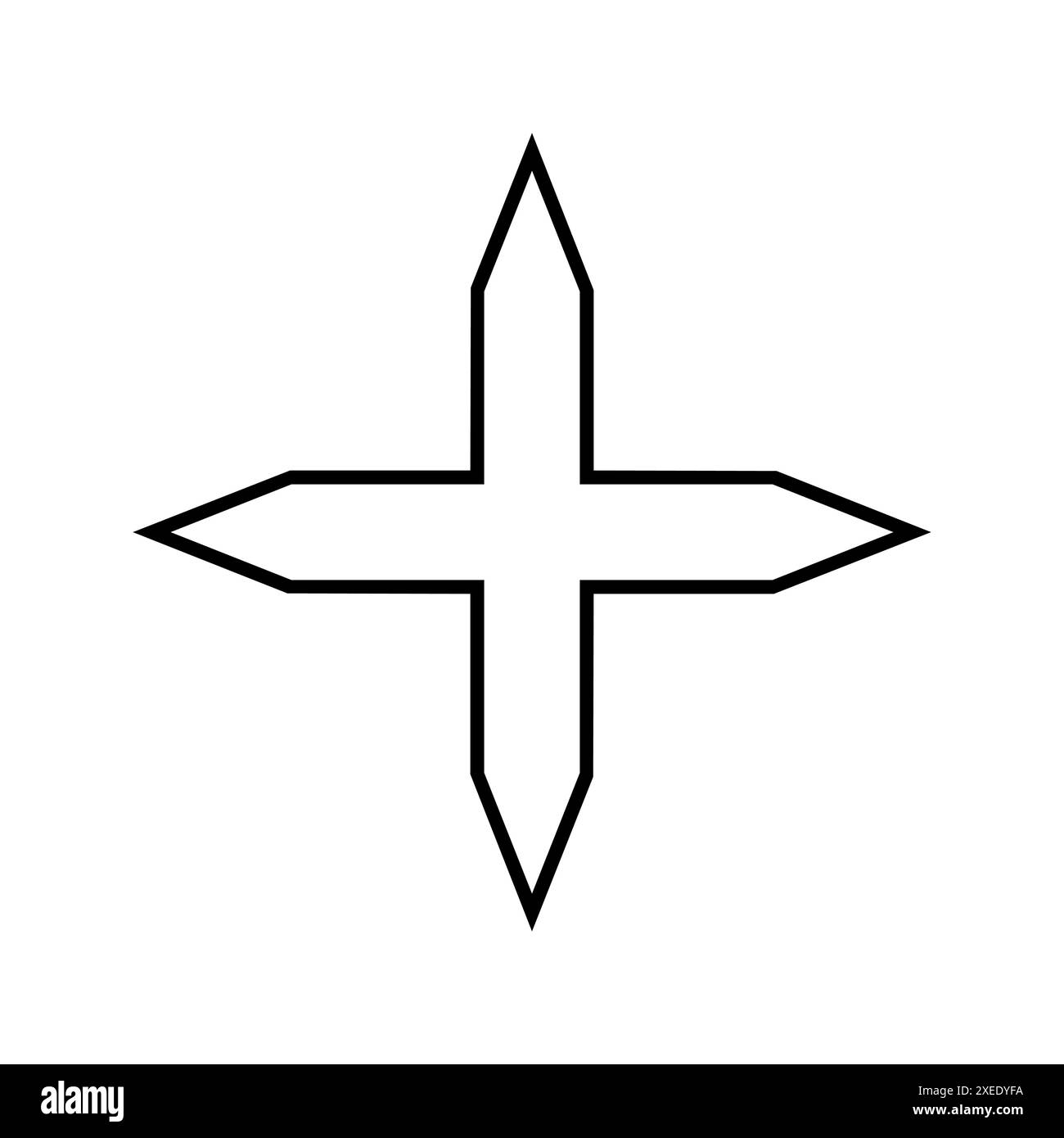 Sharp cross icon, simple symbol, outline shape Stock Vector Image & Art ...
