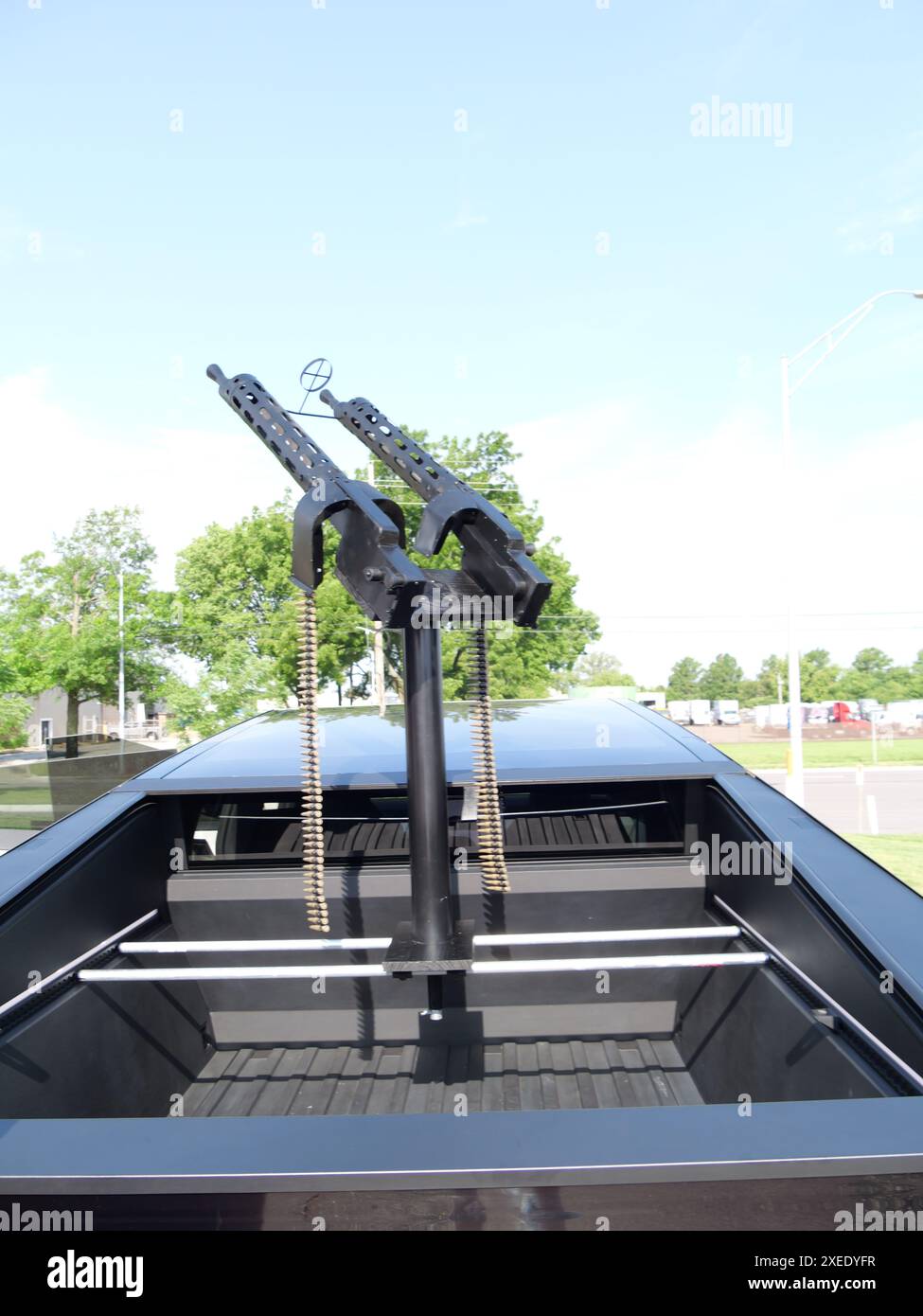 Olathe, Kansas - June 8, 2024: Tesla Cybertruck with Replica Gun ...