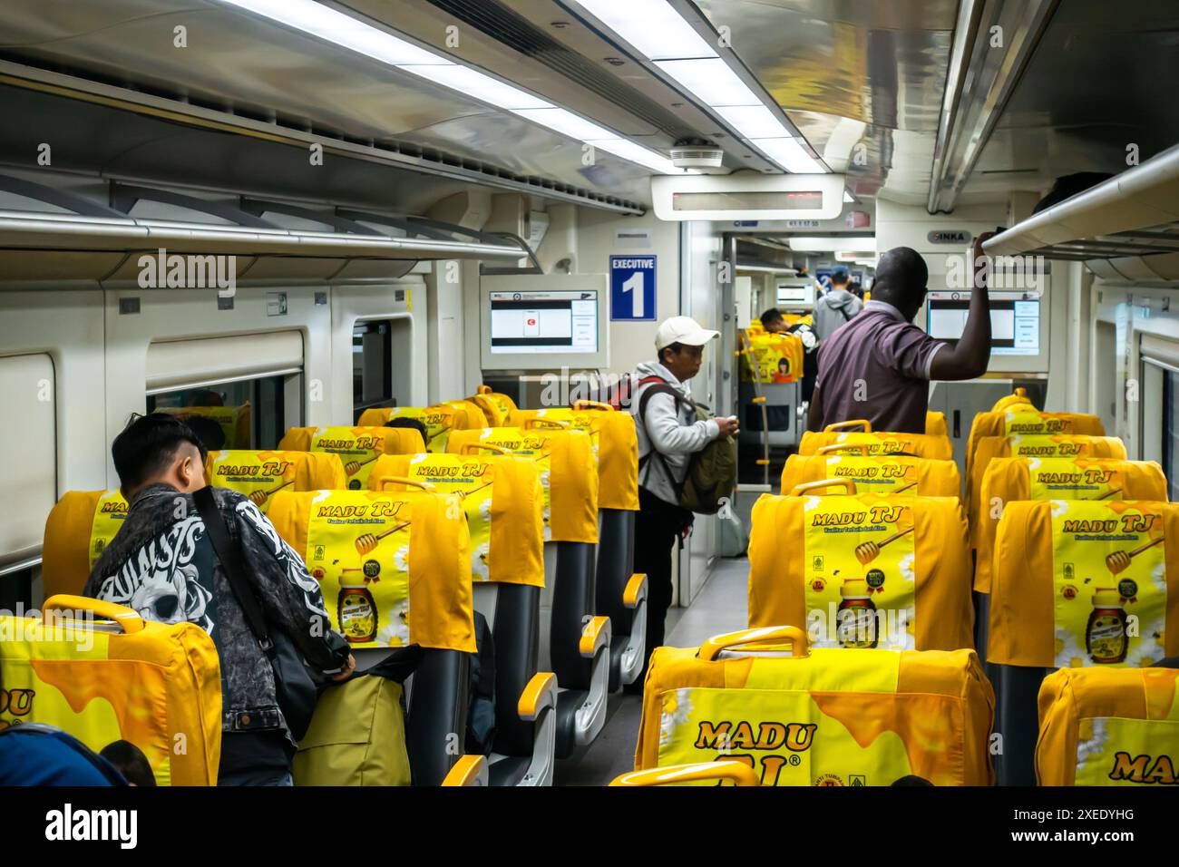 Jakarta Indonesia, the interior of the train, KA railway system Stock ...
