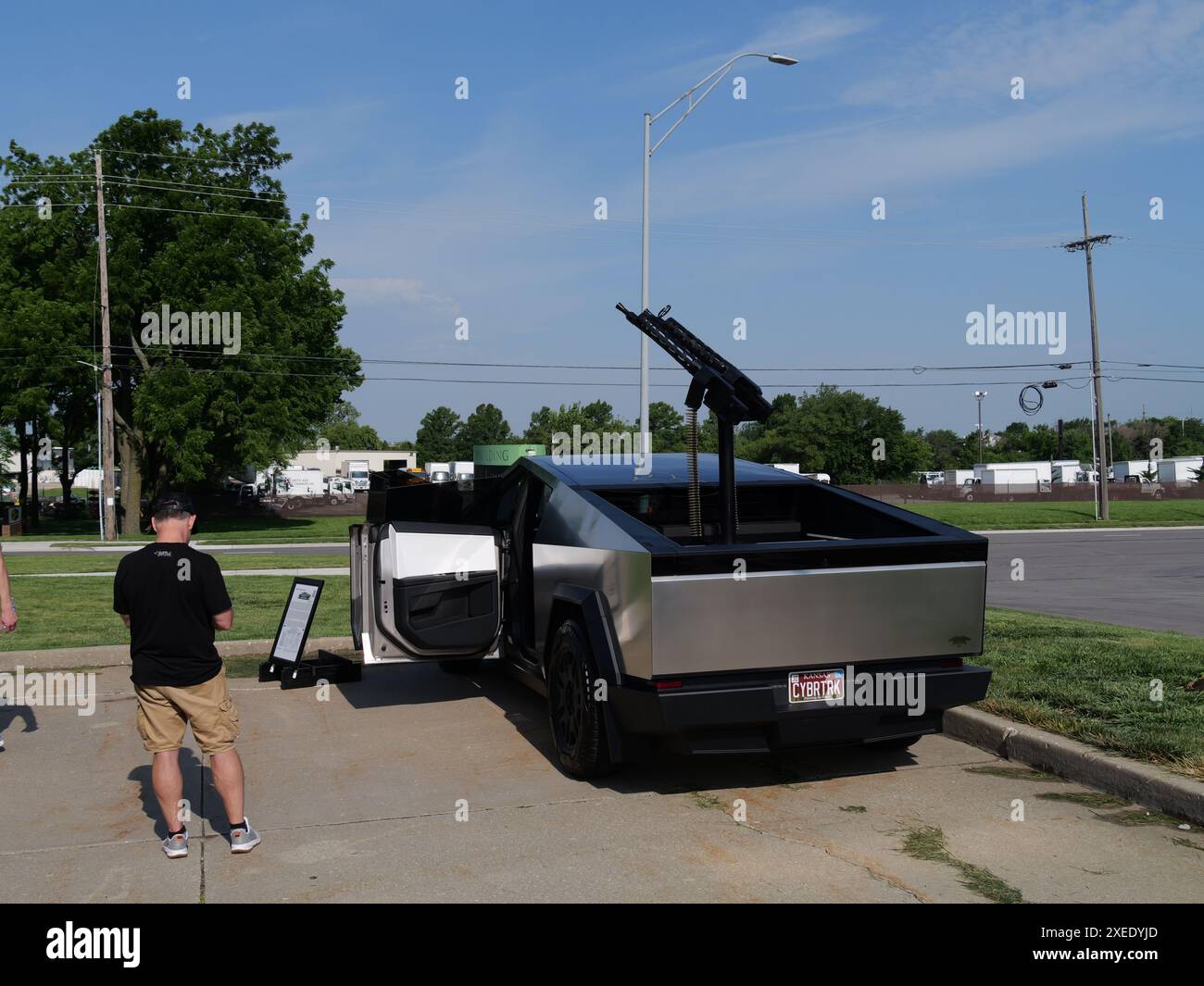 Olathe, Kansas - June 8, 2024: Tesla Cybertruck with Replica Gun ...