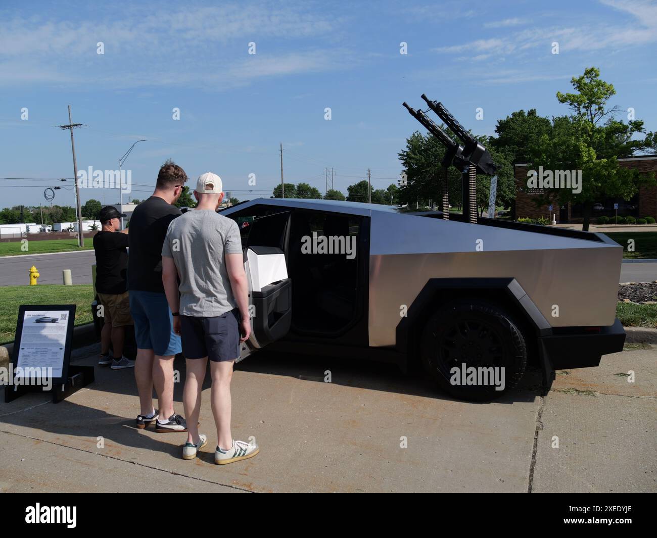 Olathe, Kansas - June 8, 2024: Tesla Cybertruck with Replica Gun ...