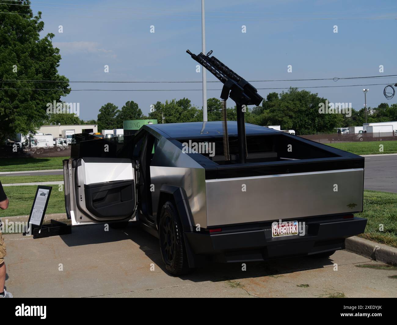 Olathe, Kansas - June 8, 2024: Tesla Cybertruck with Replica Gun ...