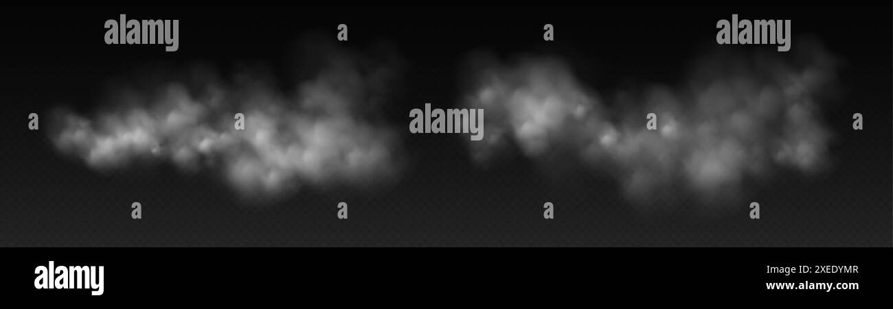 White smoke clouds, vapor or haze isolated on black, abstract smoky ...