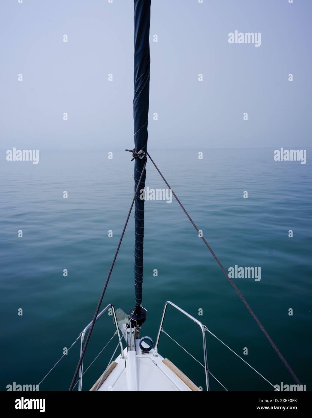 A modern sailing yacht, sailing on the south coast of England, UK. The ...