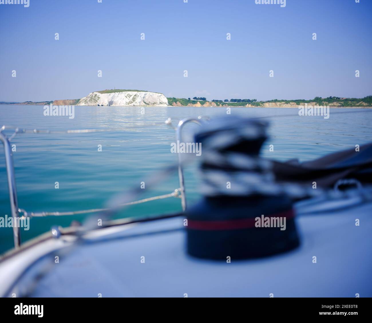 A modern sailing yacht, sailing on the south coast of England, UK. The ...