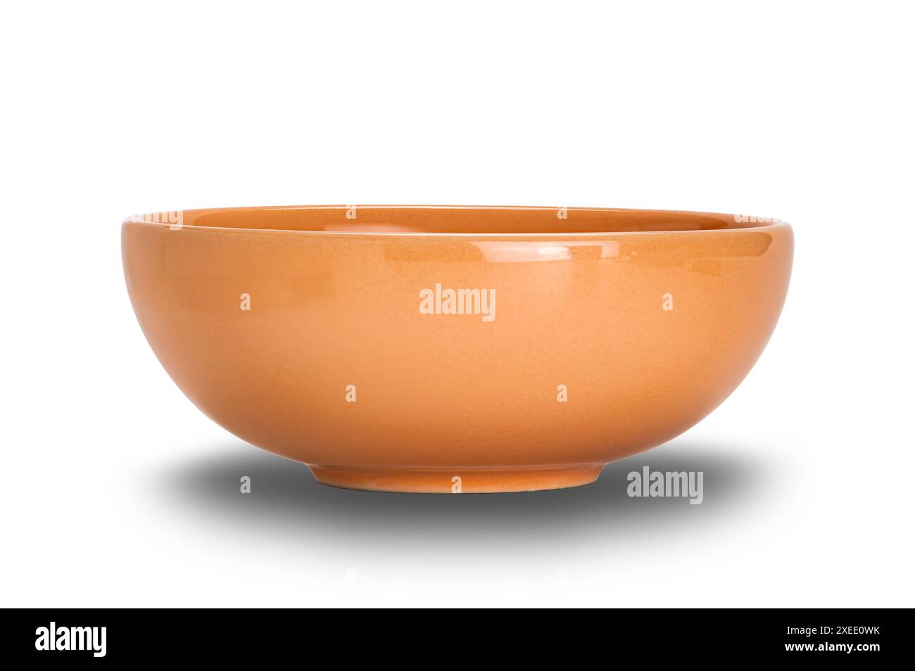 Side view of empty single ceramic bowl isolated on white background ...