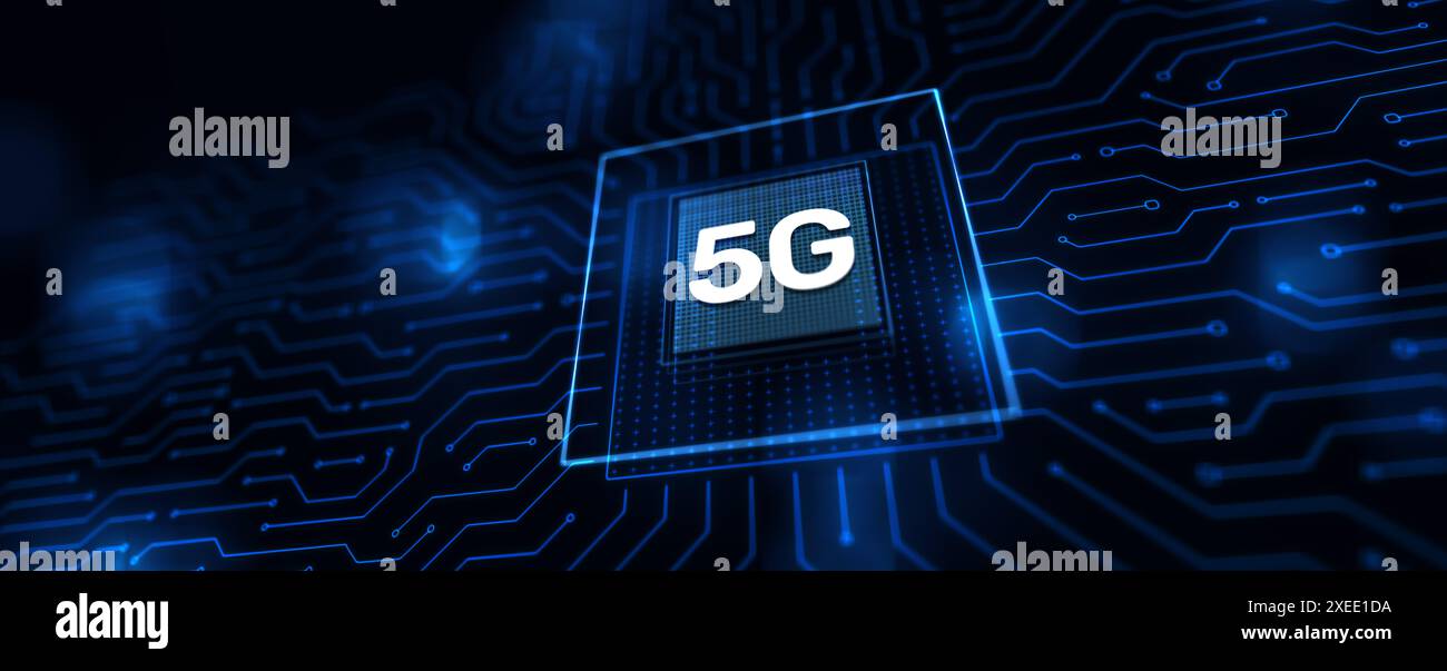 5G Fifth generation of mobile internet. Fast connection ...