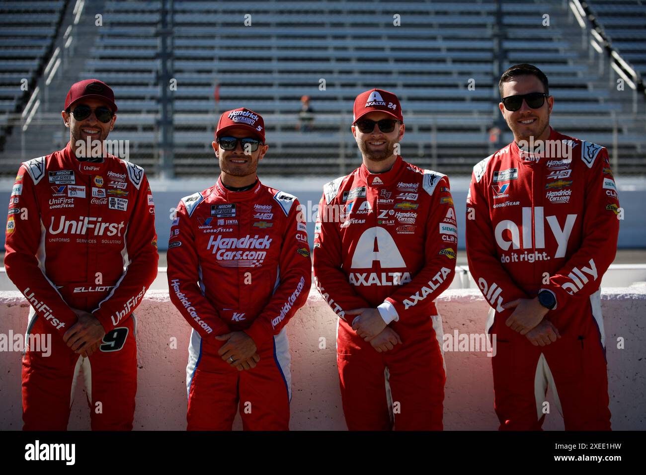 Hendrick Motorsports poses for a photo before practicing for the Cook ...