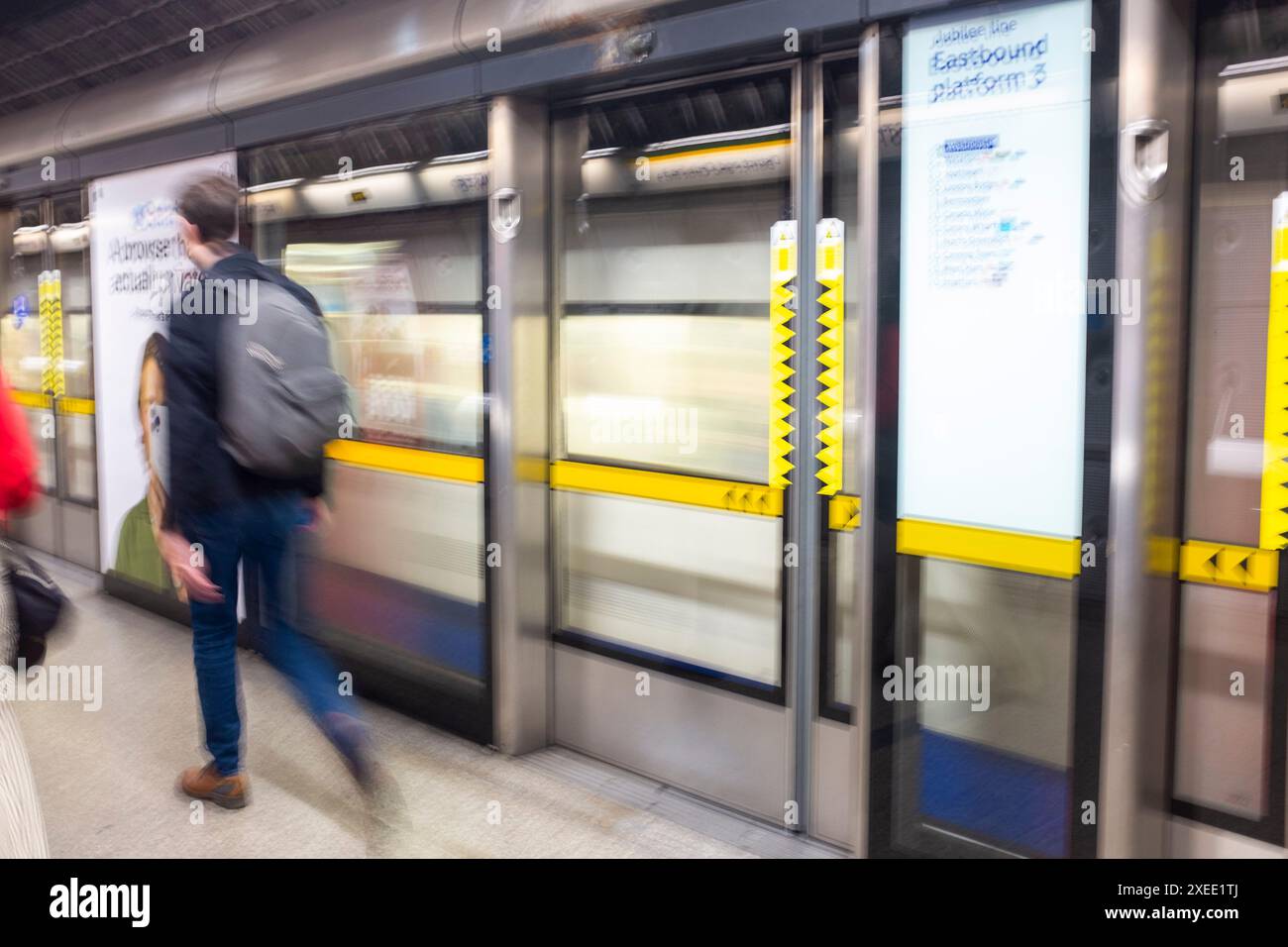 Passengers at Westminster tube underground station platform on the ...