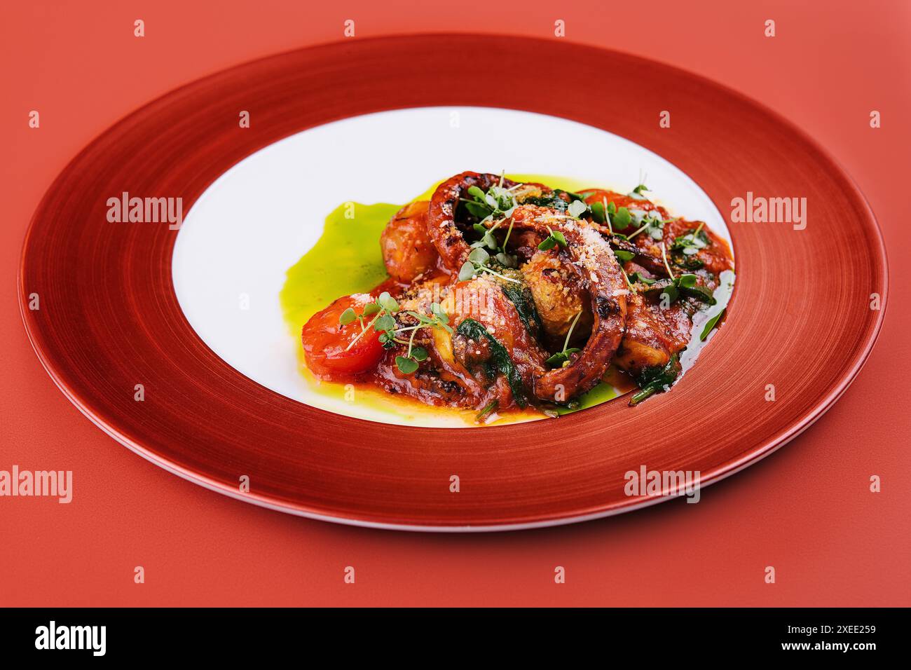 Food fried octopus scallops hi-res stock photography and images - Alamy