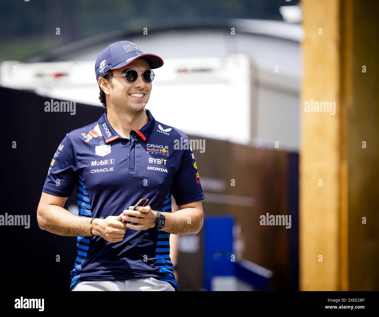 SPIELBERG - Sergio Perez (Red Bull Racing) arrives at the Red Bull Ring ...