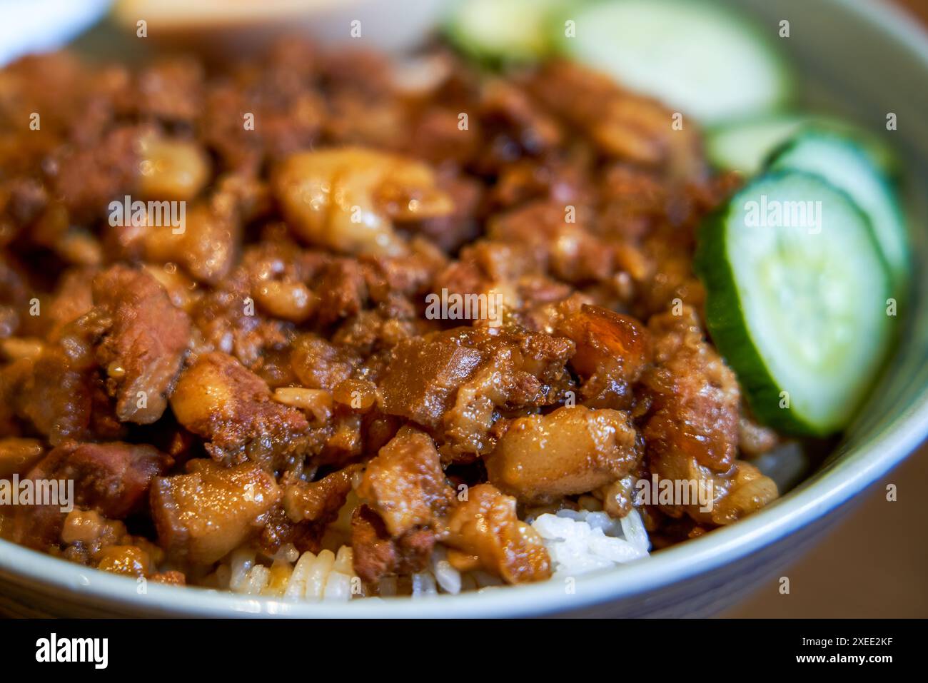 A bowl of authentic and delicious Taiwanese braised pork rice Stock ...
