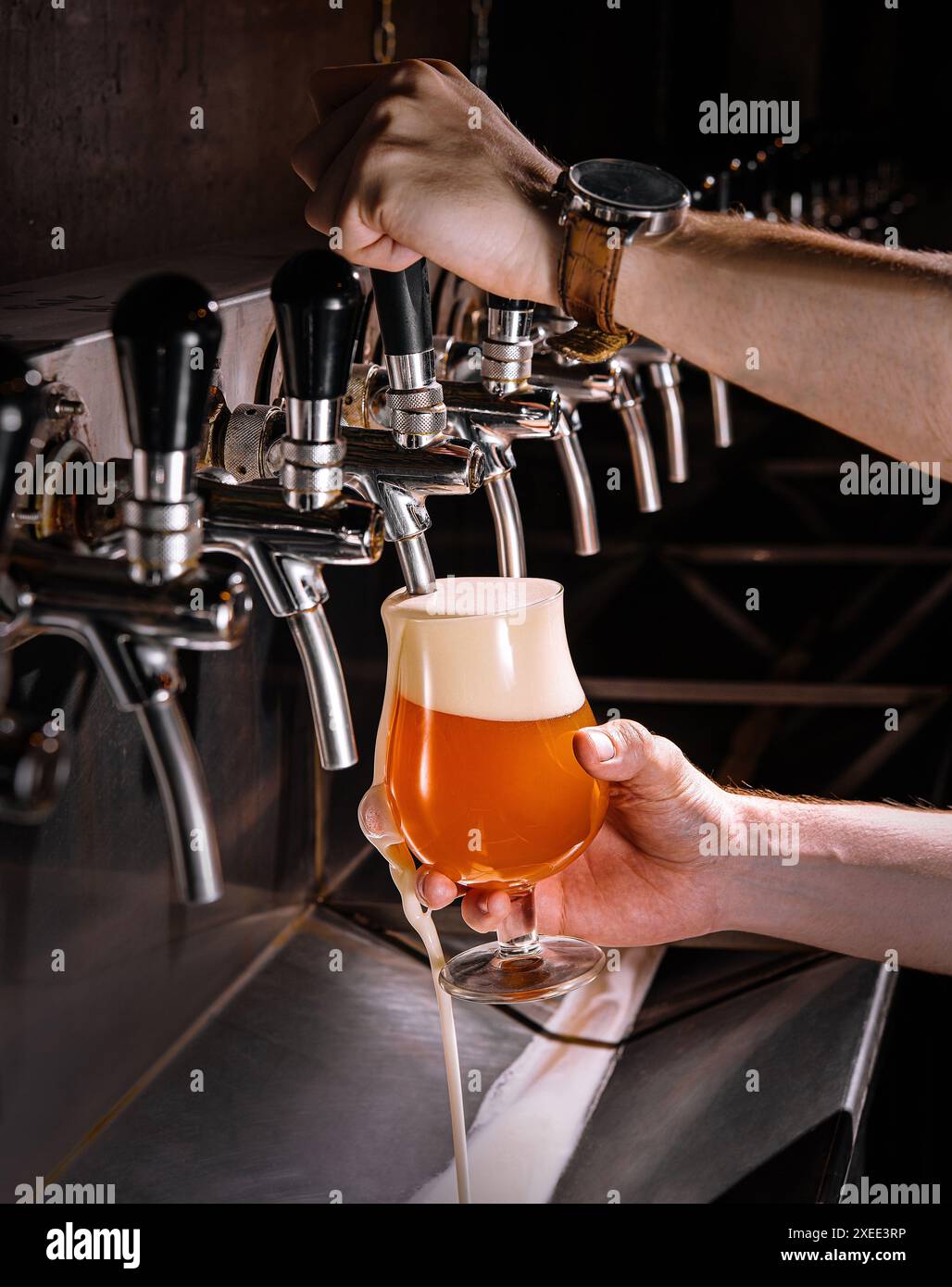 Hands bartender pouring beer glass hi-res stock photography and images ...