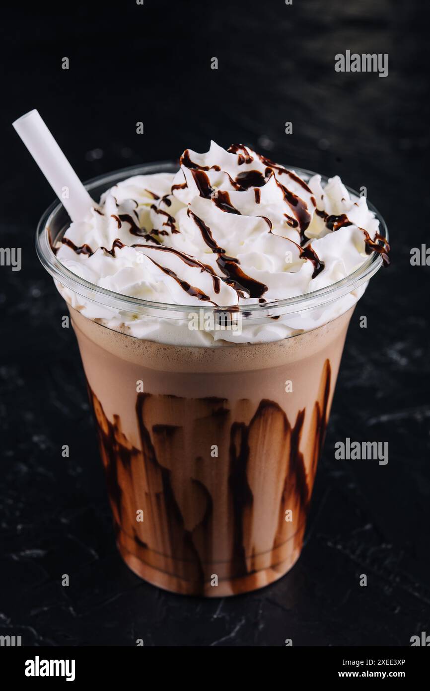 Cold Frappe Coffee with whipped cream Stock Photo - Alamy