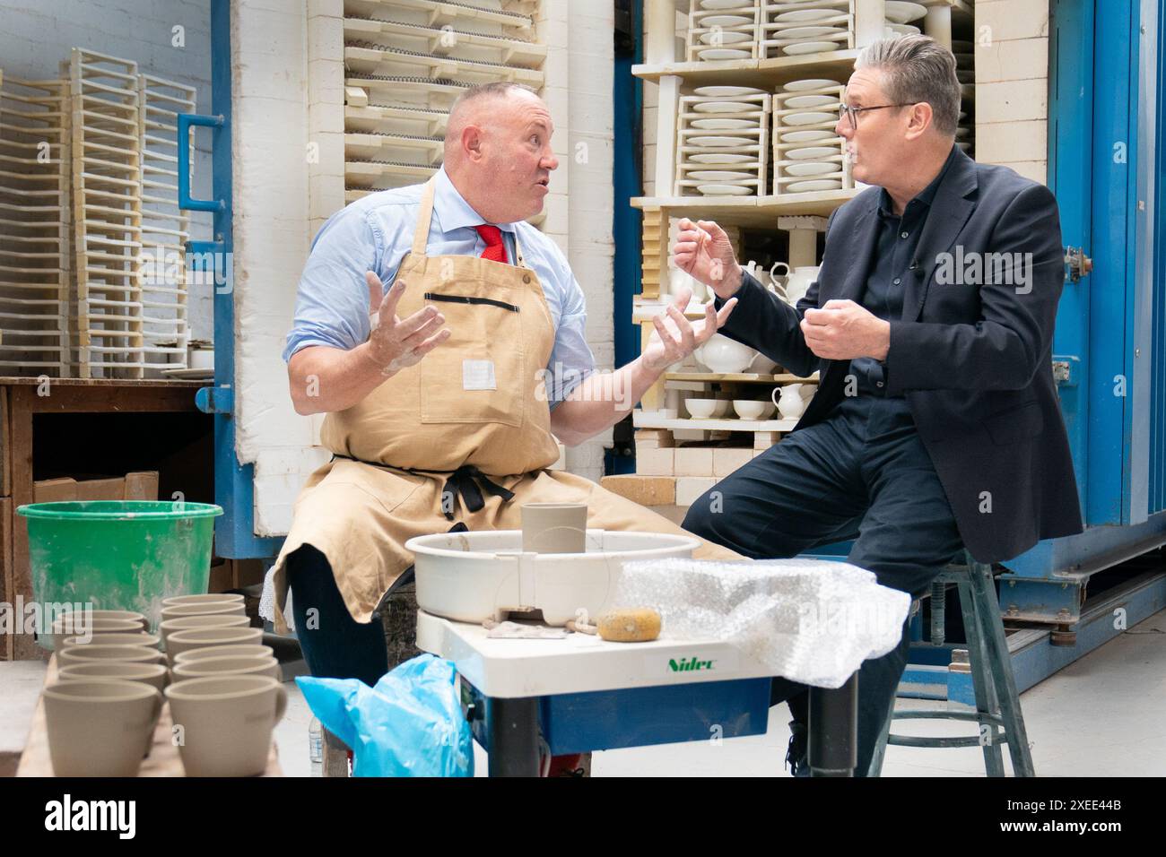 Labour leader Sir Keir Starmer chats with celebrity potter Keith Brymer ...