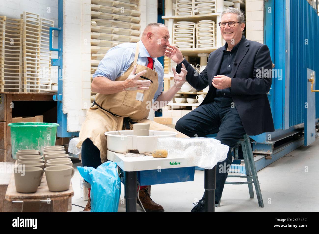 Labour leader Sir Keir Starmer chats with celebrity potter Keith Brymer ...