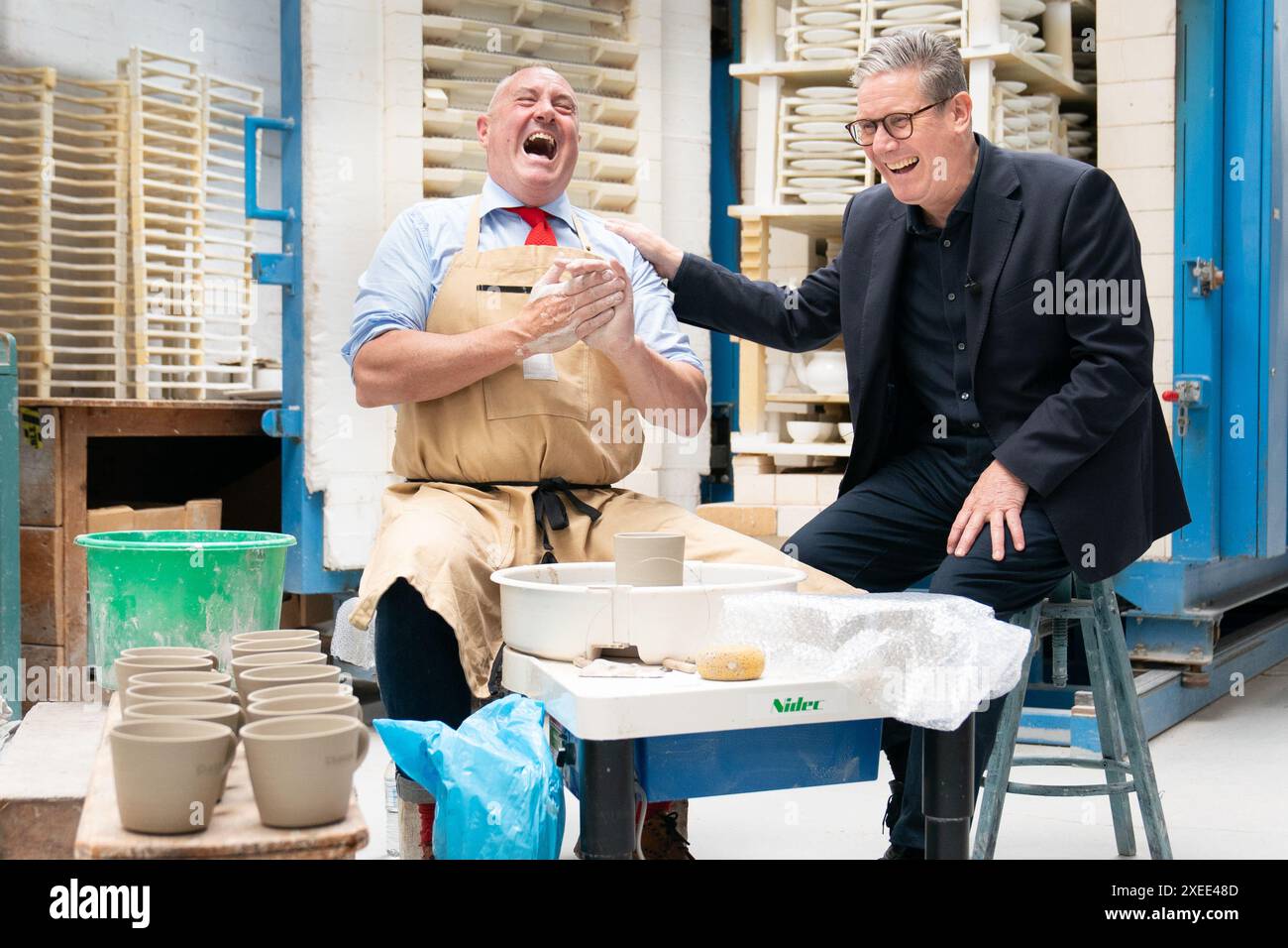 Labour leader Sir Keir Starmer chats with celebrity potter Keith Brymer ...