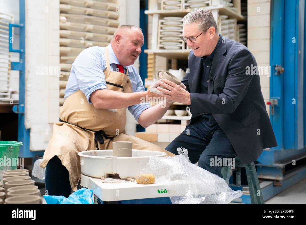 Labour leader Sir Keir Starmer chats with celebrity potter Keith Brymer ...