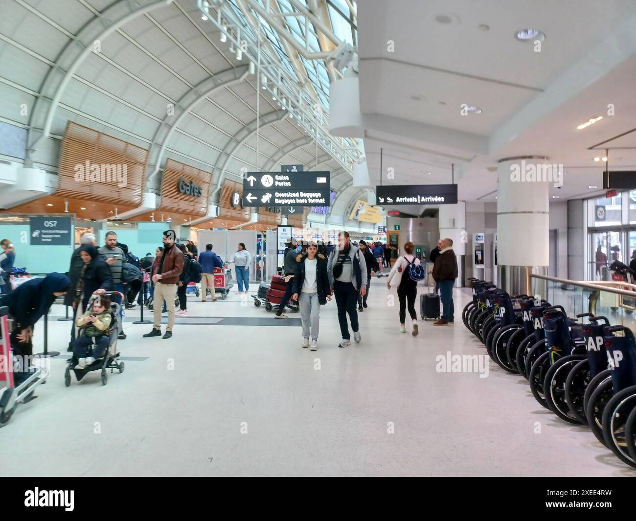 Toronto, ON, Canada - June 21, 2024: Inside view of the Toronto Pearson International Airport ...