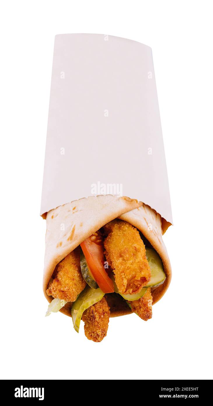 Roll with chicken nuggets isolated on white Stock Photo - Alamy