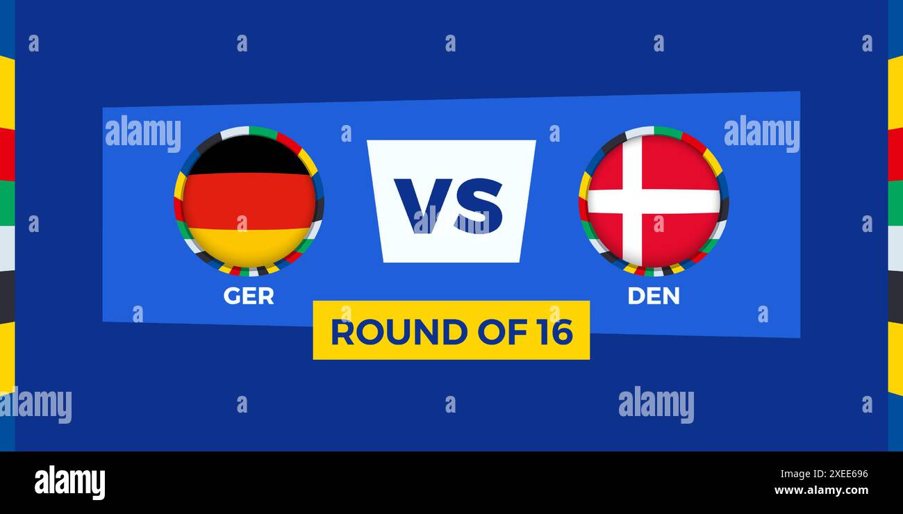 Germany vs Denmark football match in Round of 16. Football competition ...