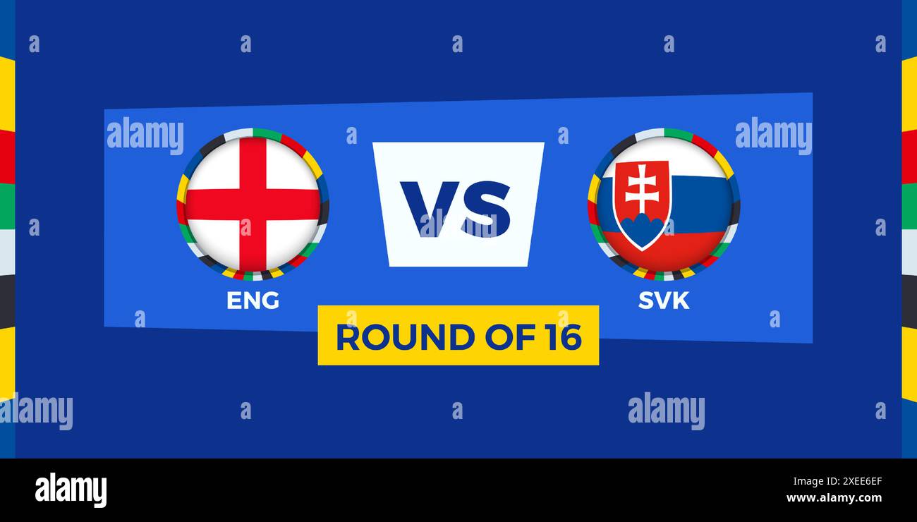 England vs Slovakia football match in Round of 16. Football competition ...