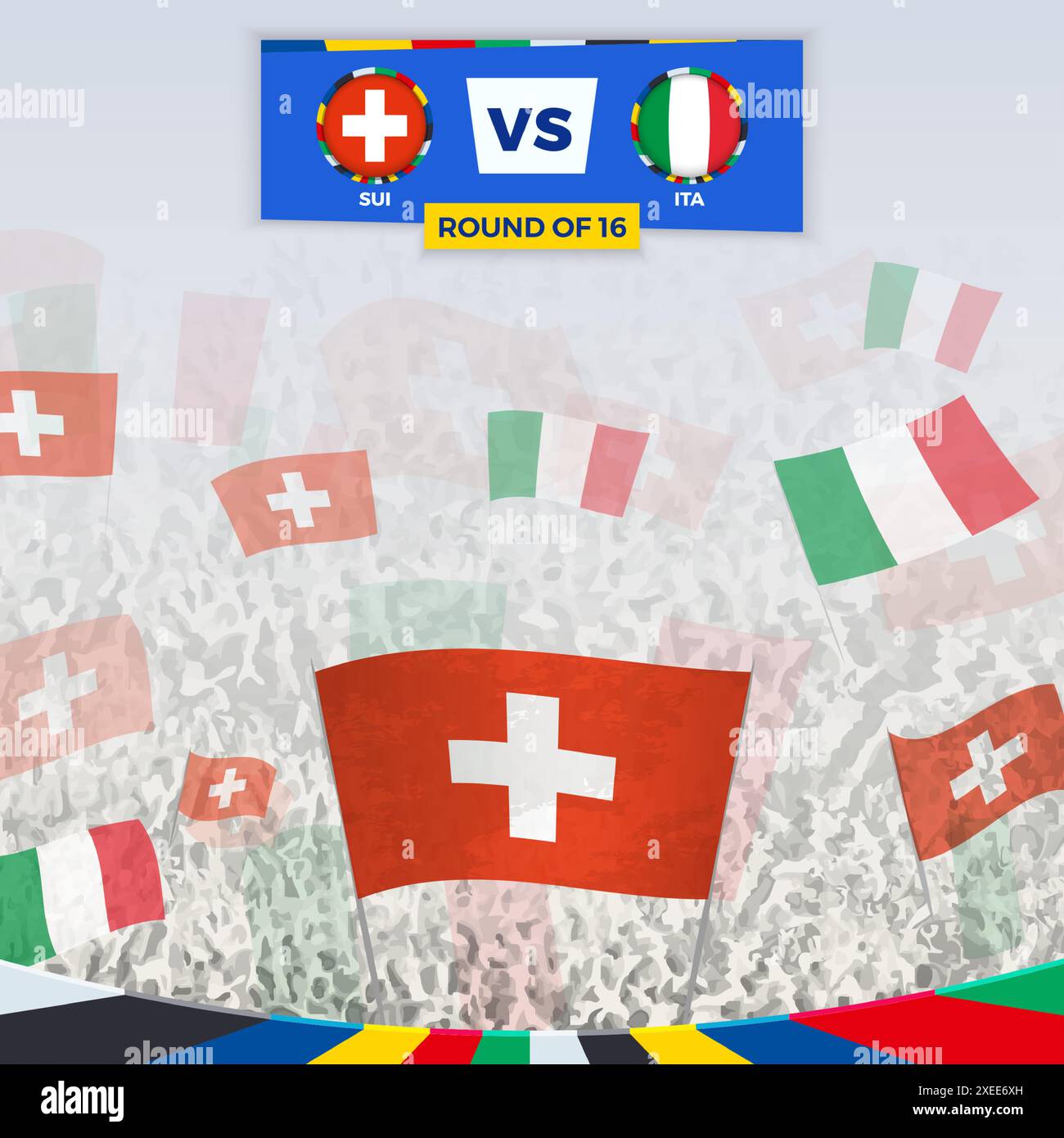 Football fans cheering with flags for the match between Switzerland vs ...