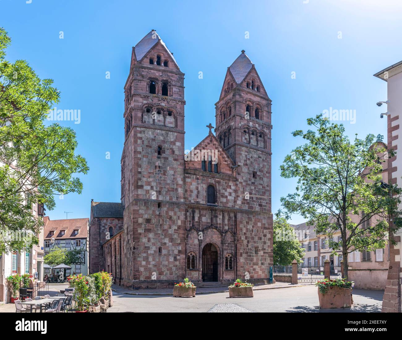 Selestat, France - 06 25 2024: View of the facade of St. Sainte-Foy ...