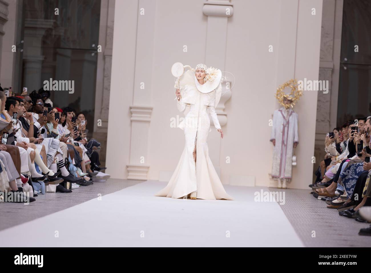 Anna Cleveland wears a creation for the Thom Browne Haute Couture Fall ...