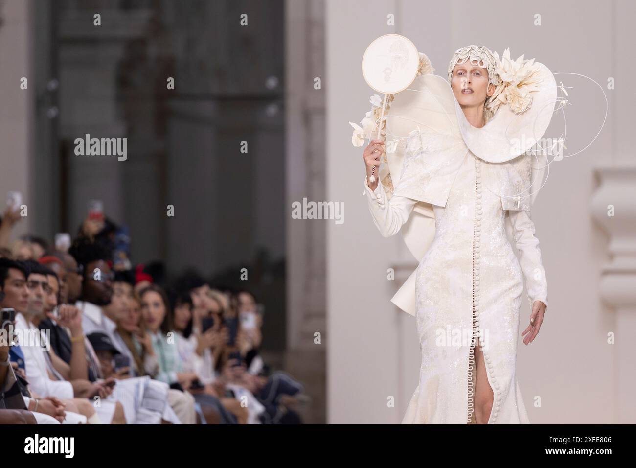 Anna Cleveland wears a creation for the Thom Browne Haute Couture Fall ...