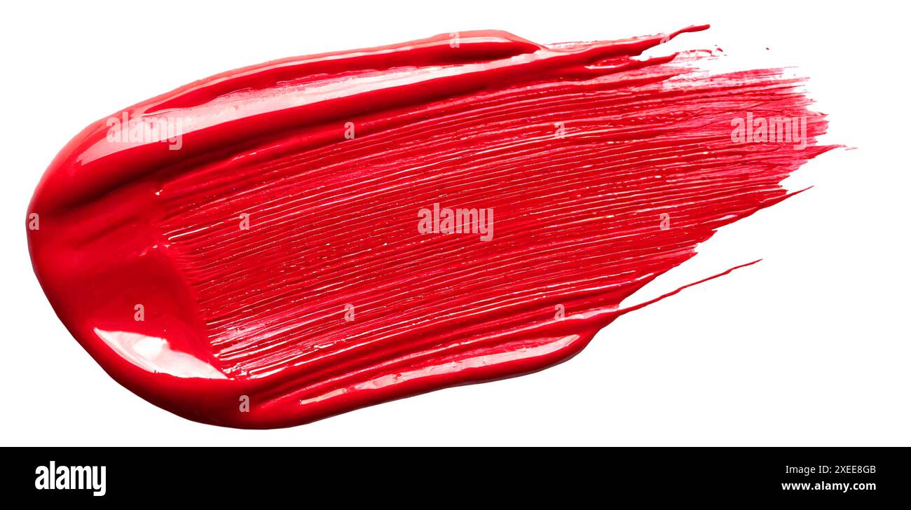 Red smear of oil paint isolated on white background Stock Photo - Alamy