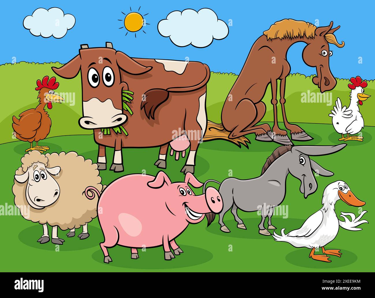 Farm animals cartoon set illustration hi-res stock photography and ...