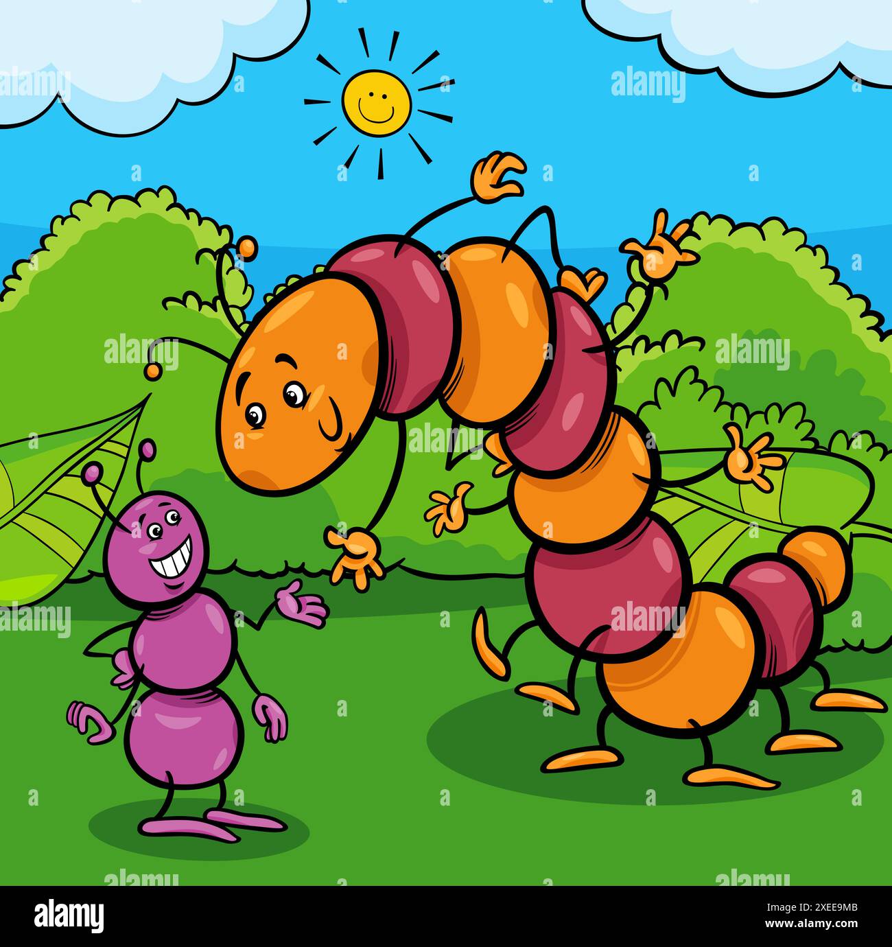 Cartoon ant and caterpillar insects animal characters Stock Photo - Alamy