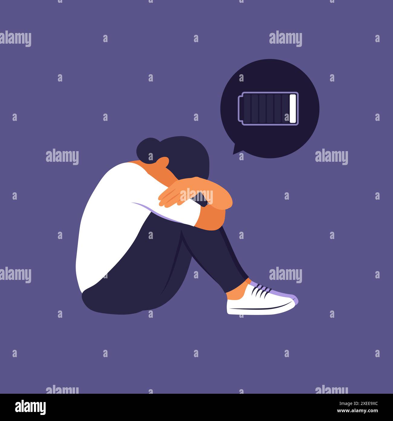 Sad sick depressed woman in Stock Vector Images - Alamy