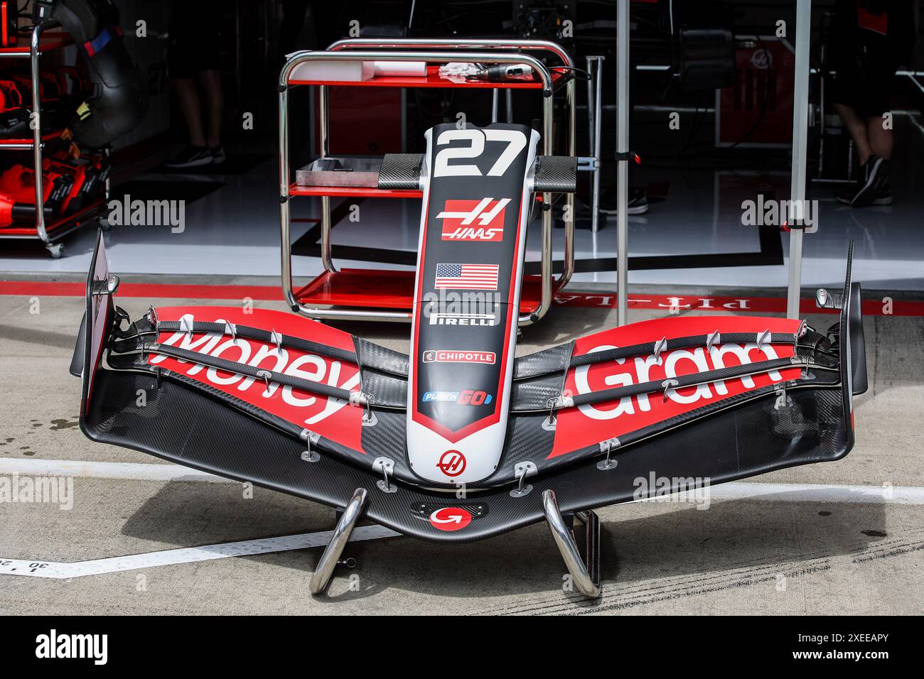 Spielberg, Autriche. 27th June, 2024. Haas F1 Team VF-24 Ferrari, Mechanical detail front wing ...
