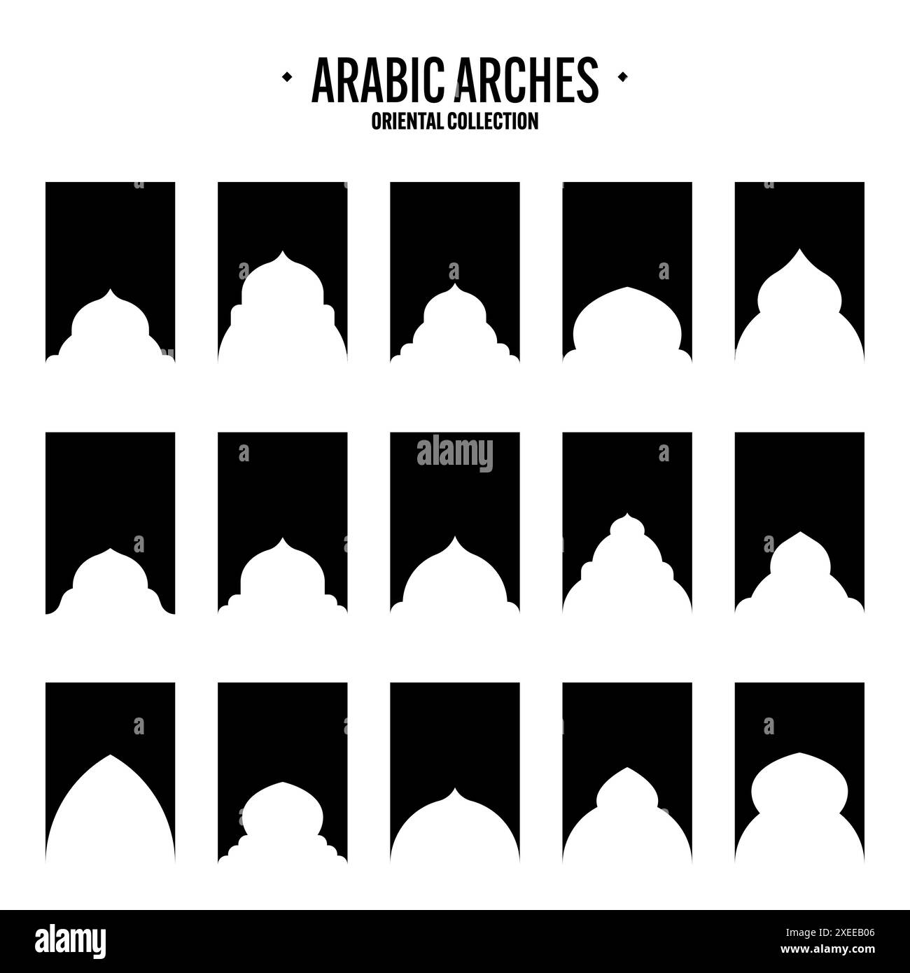 Islamic frames, oriental style objects. Arabic shapes, windows and ...