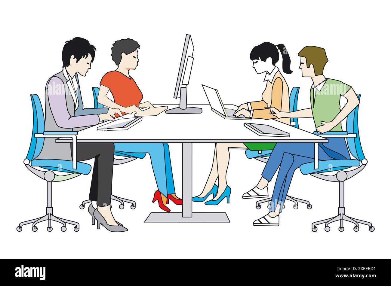 A working group of people illustration Stock Photo - Alamy