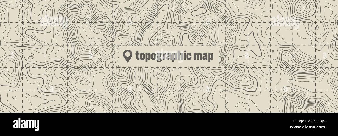 Topographic map with contour lines. Geographic terrain grid, relief ...