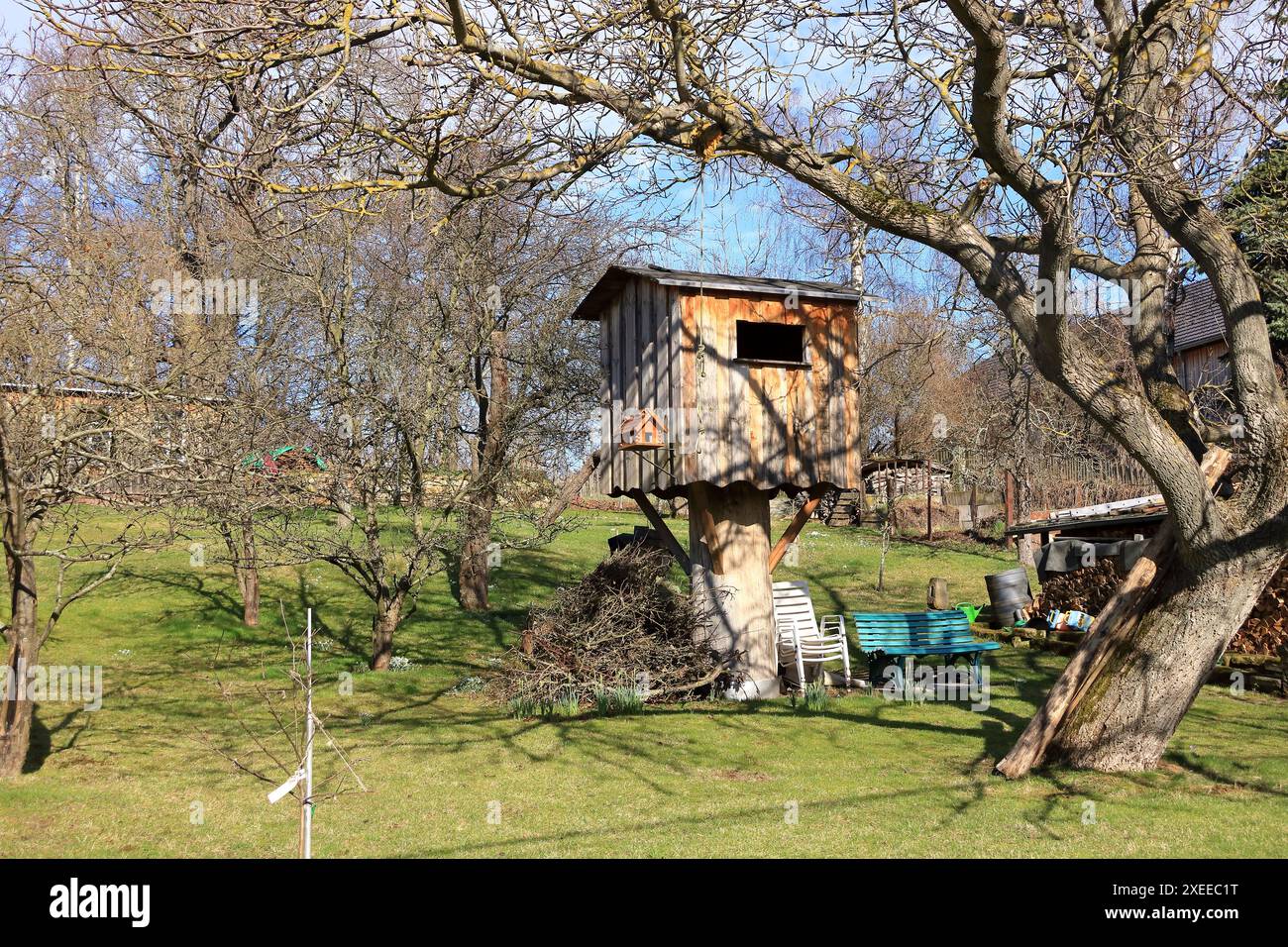 a Wooden play house for children Stock Photo - Alamy