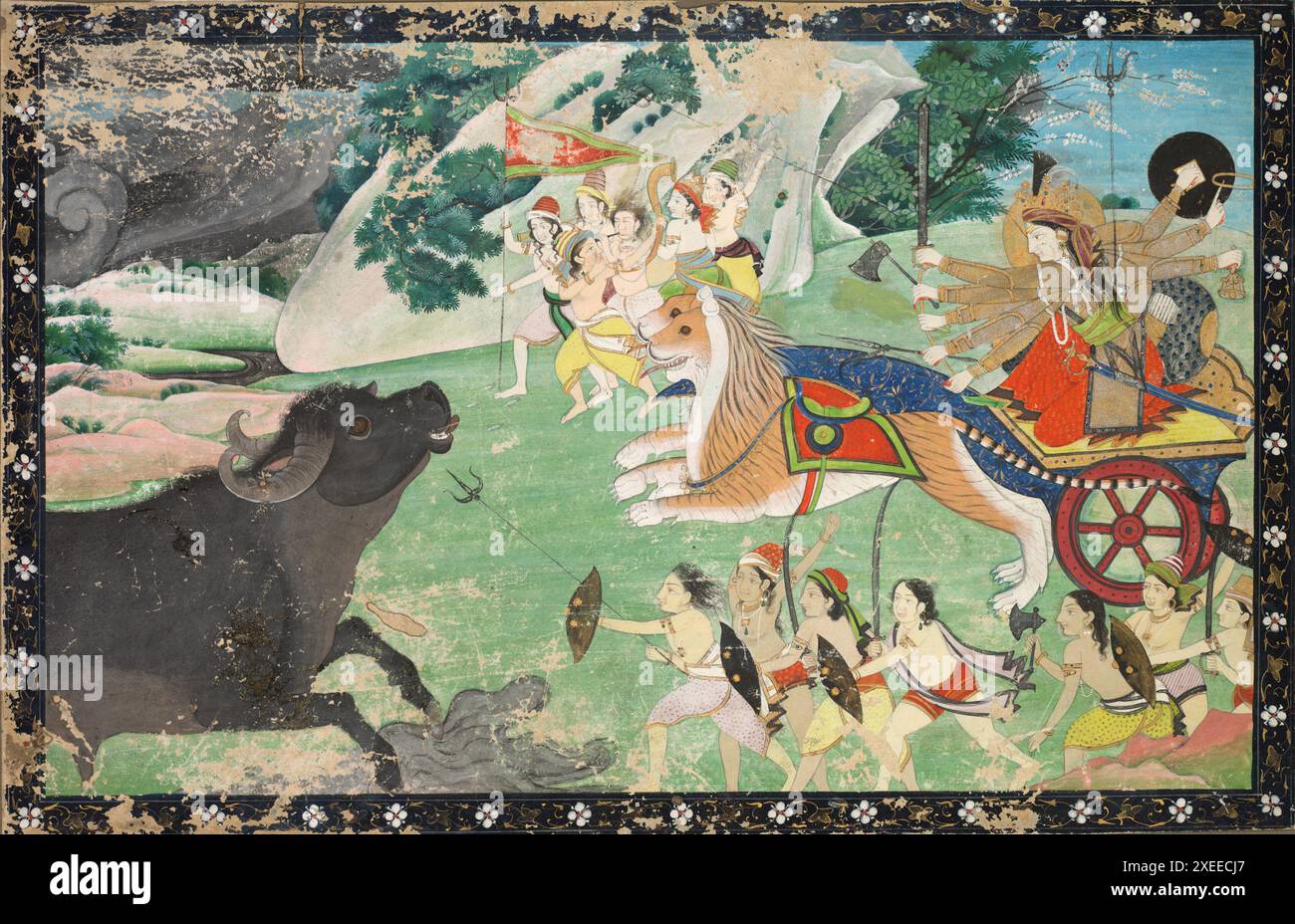 Durga Slaying Mahisha, c. 1830. India, Pahari, Sirmur, 19th century ...