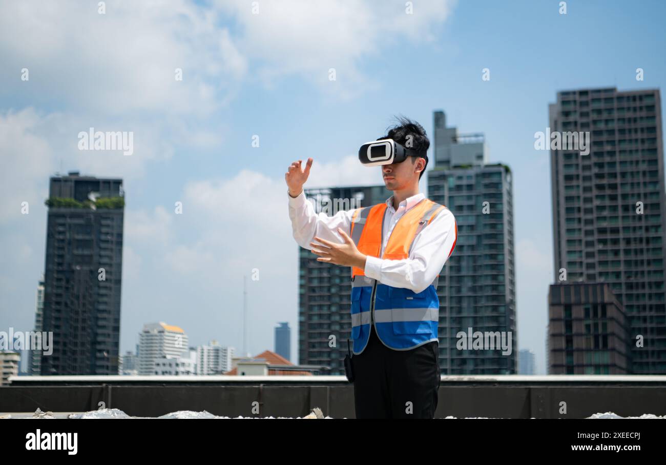Engineers use VR machines to inspect completed air conditioning and ...