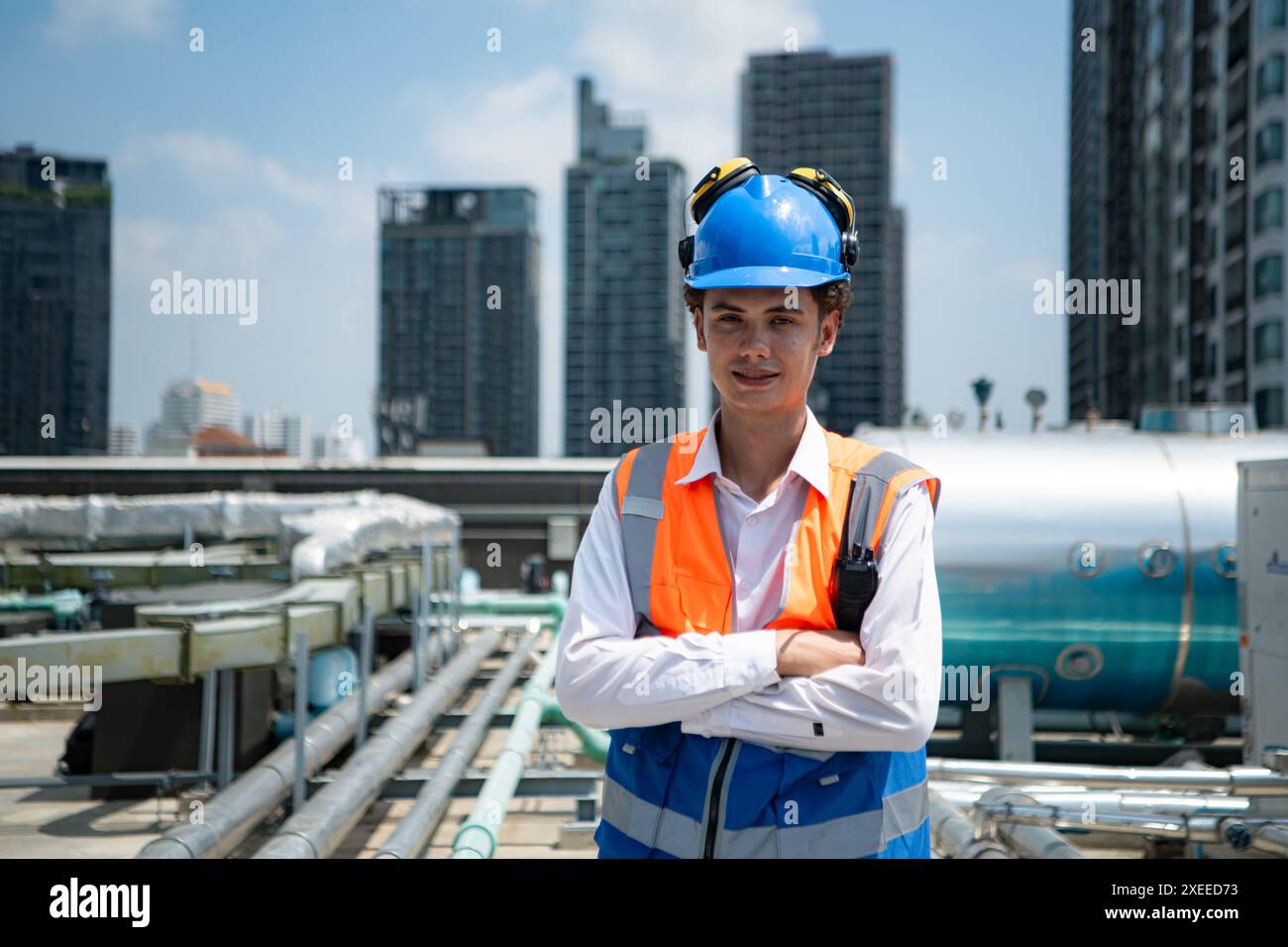 Engineers inspect the completed air conditioning and water systems to ...