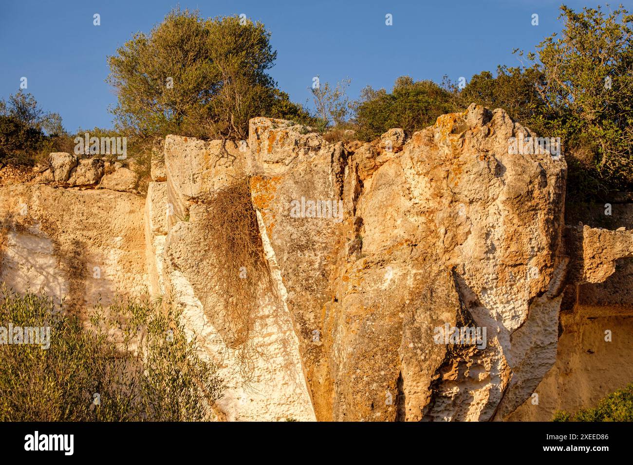 old sandstone quarry, Sa Mola, Felanitx, Mallorca, Balearic Islands ...
