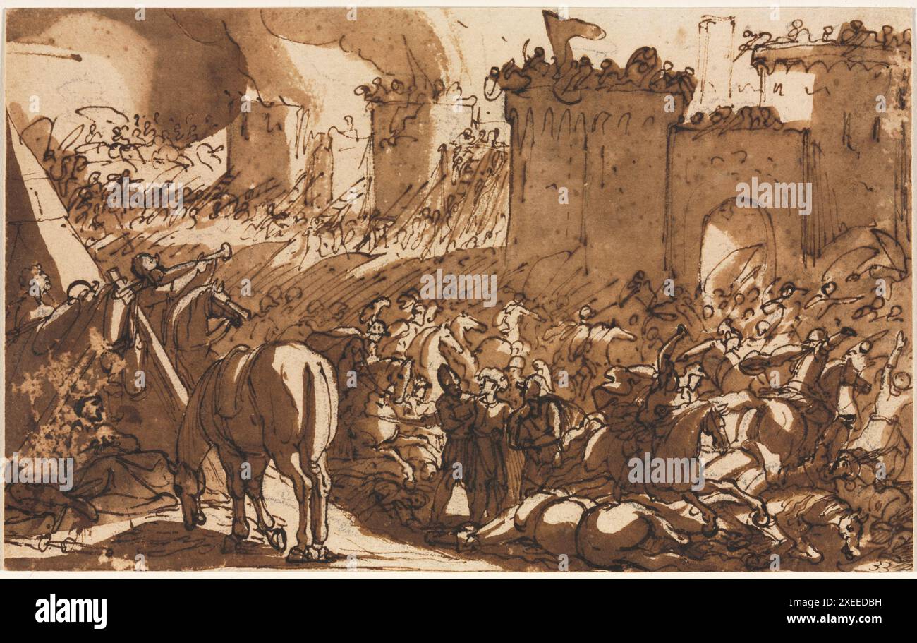Battle Scene with a Fort, first third 17th century. Antonio Tempesta ...