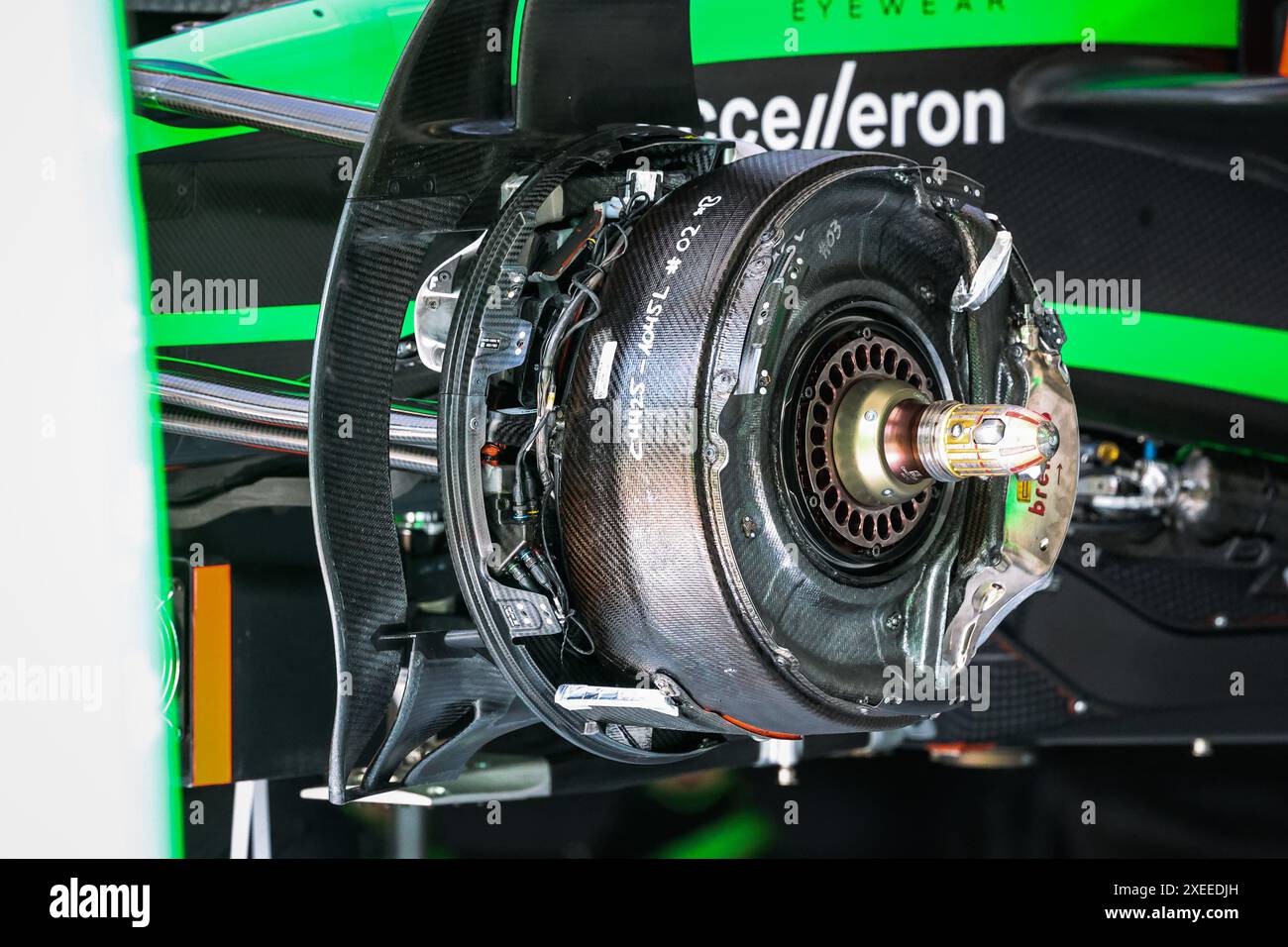 Stake F1 Team Kick Sauber C44, mechanical detail of the front braking system during the Formula ...
