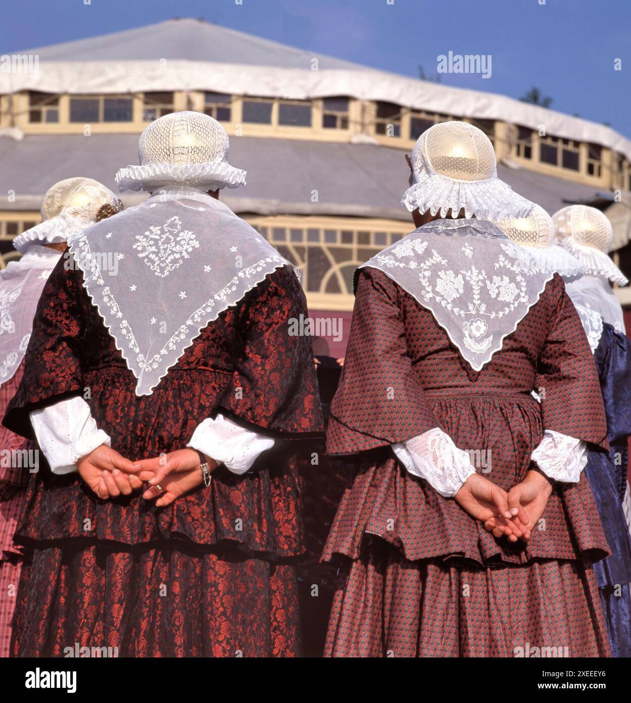 Women in traditional Dutch costumes at a wedding in Joure, Friesland ...