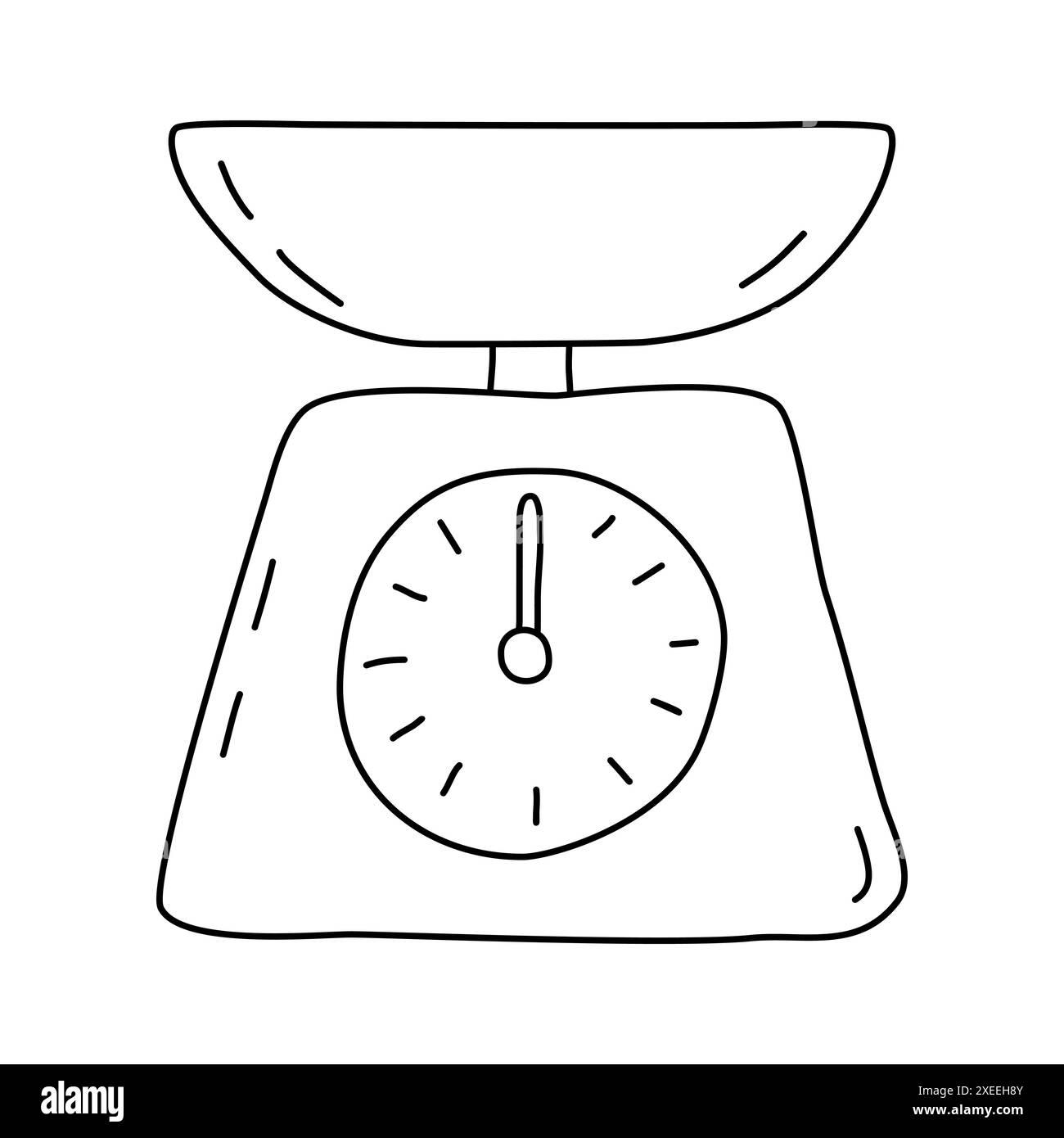 Kitchen mechanical dial scale with a bowl, doodle style flat vector ...