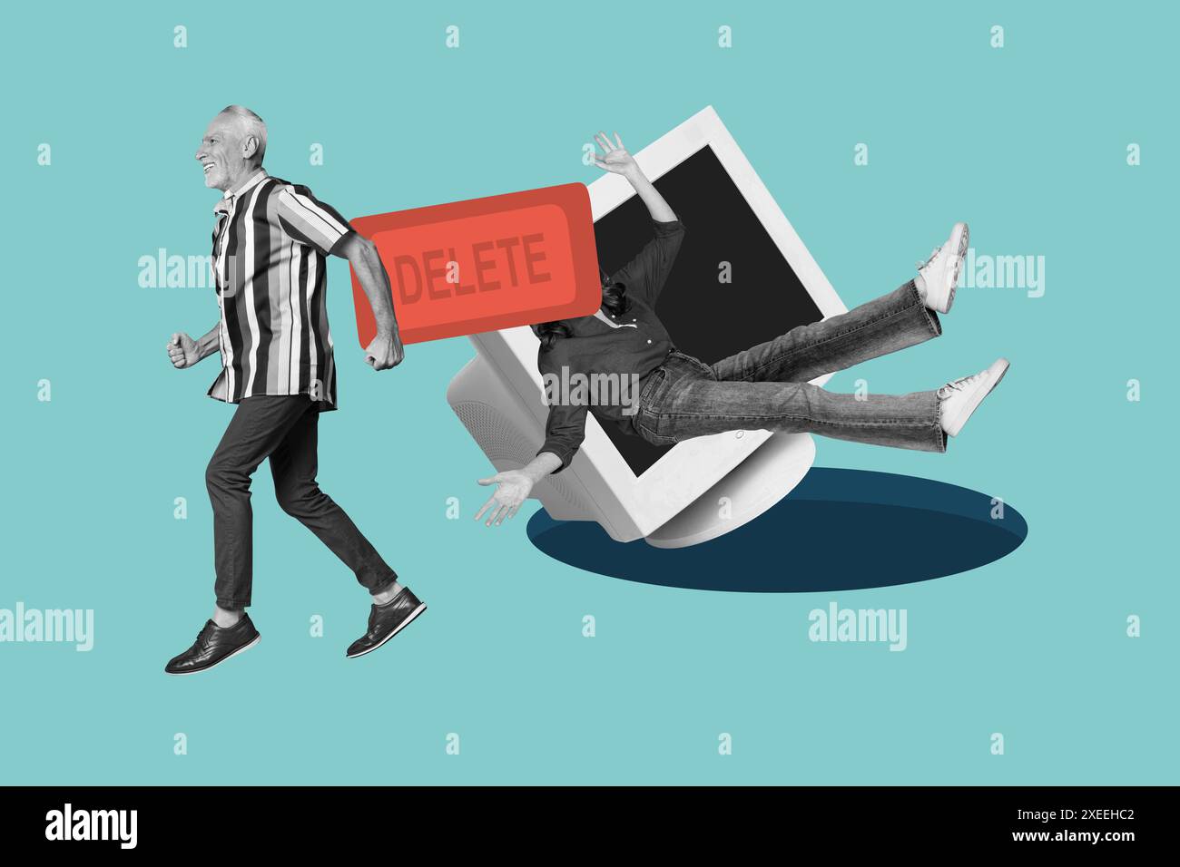 Collage picture computer screen monitor delete keyboard button hide ...