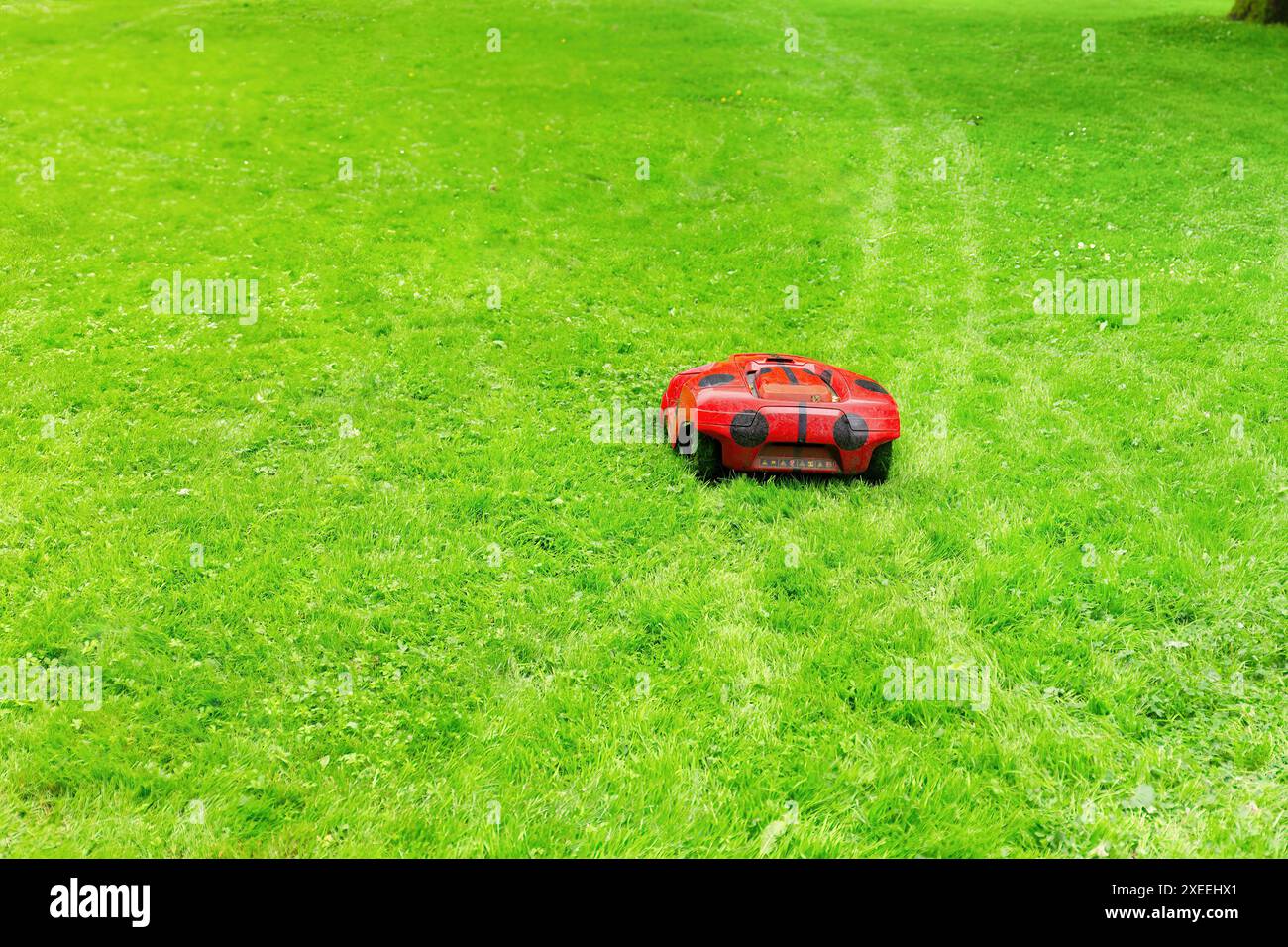 Automatic robot lawn mower cutting hi-res stock photography and images ...