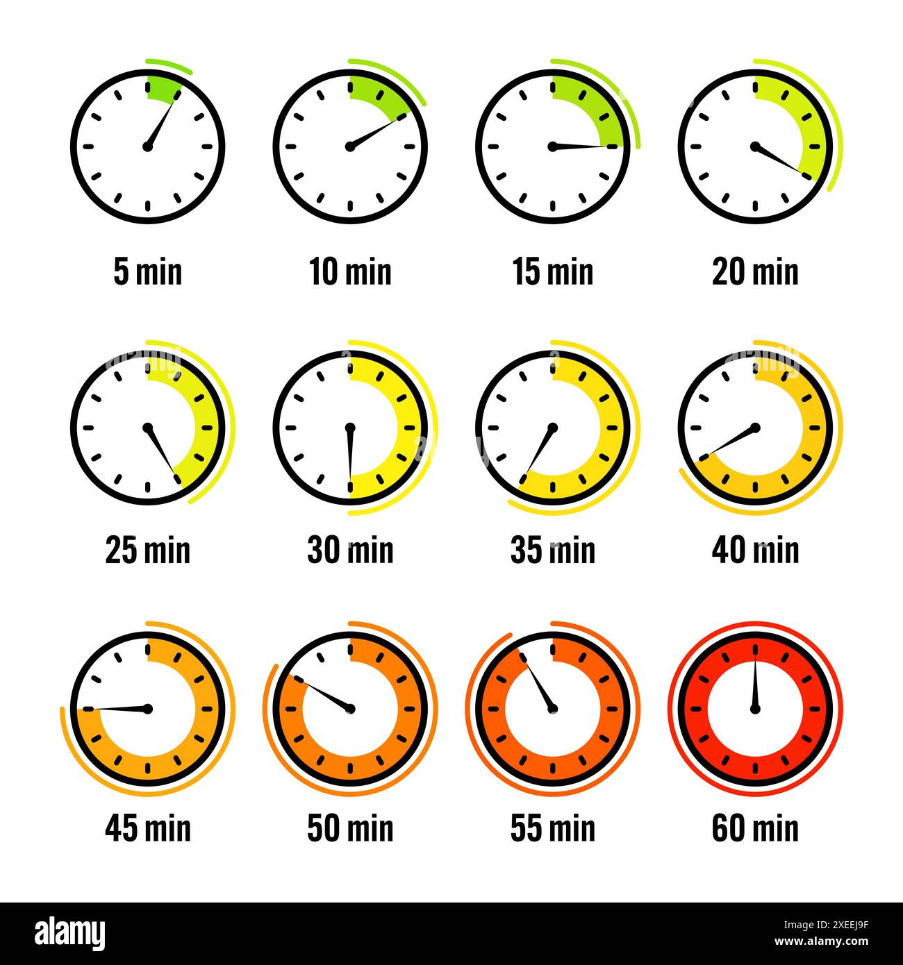 Stopwatch icons. Colorful simple chronometer, time counter with dial ...